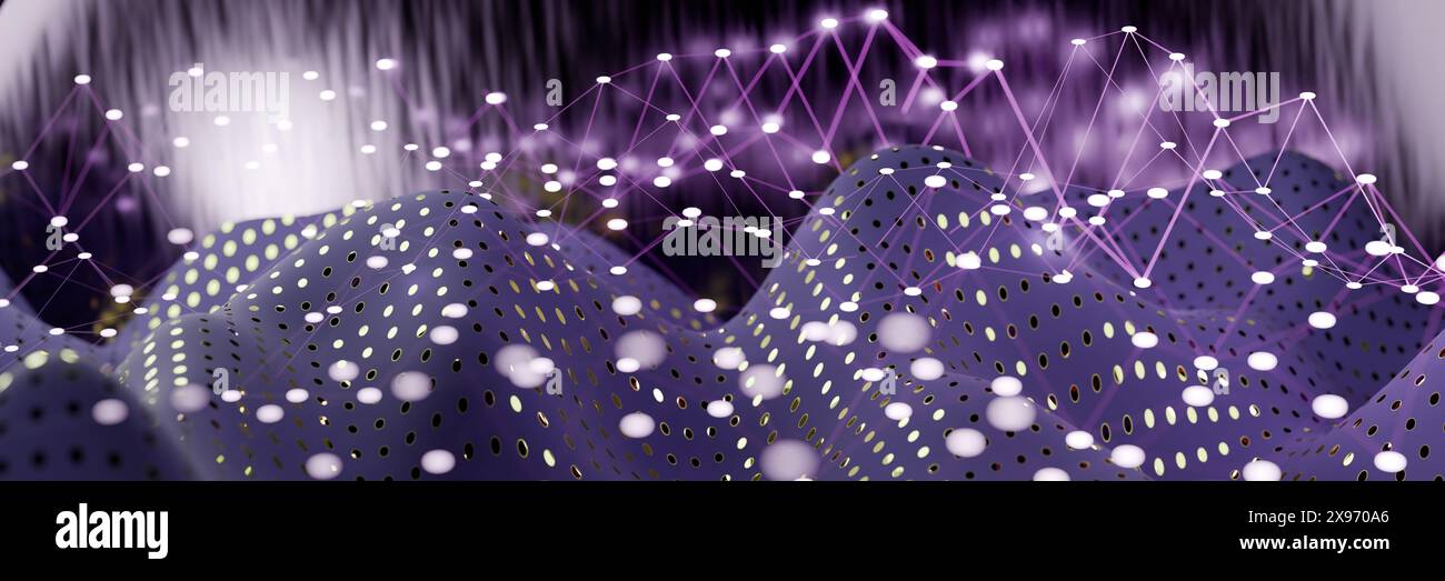 Abstract digital landscape with purple and black tones, featuring ...
