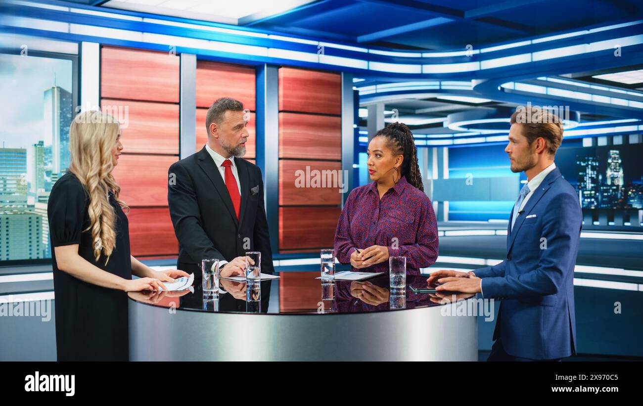 Talk Show TV Program: Four Diverse Specialists, Experts, Guests ...