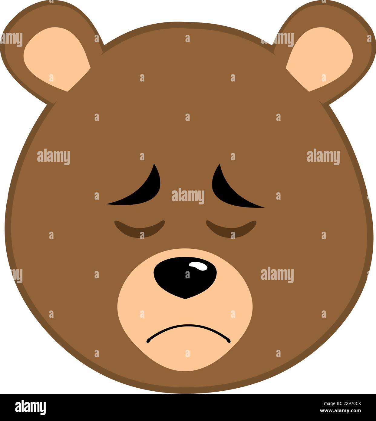 vector illustration face brown bear grizzly cartoon, with a sadness and ...