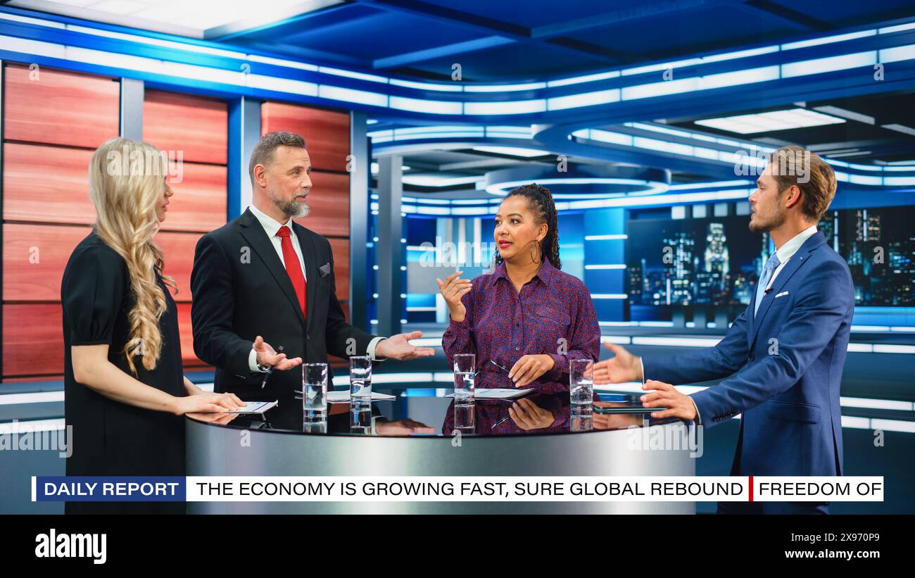 Talk Show TV Program: Four Diverse Specialists, Experts, Guests ...