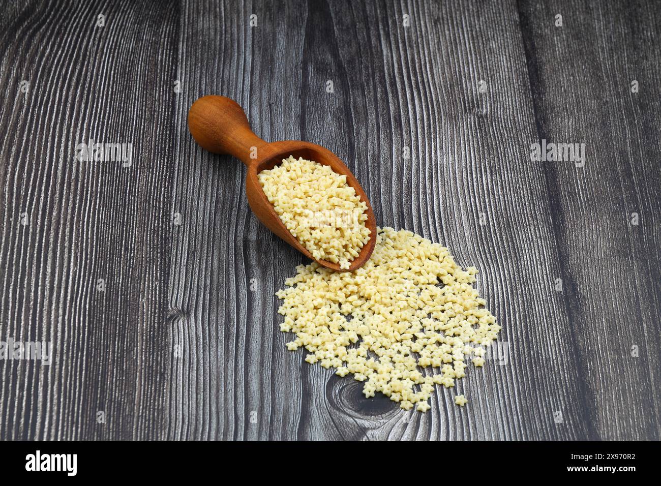 Raw Organic Stelline Pasta in a Bowl, top view. Flat lay, overhead ...