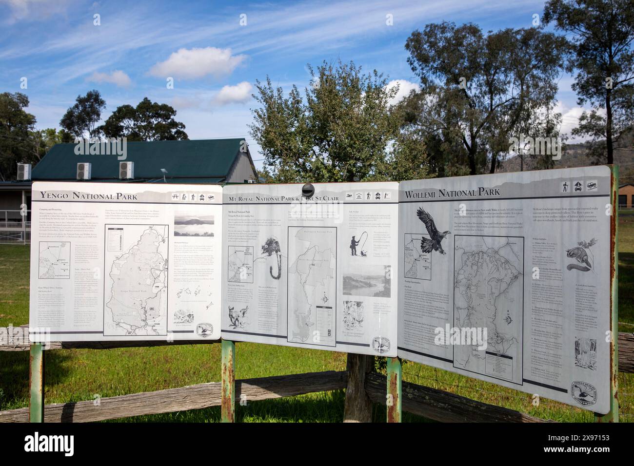 Bulga village in New South Wales Australia with information signs for ...