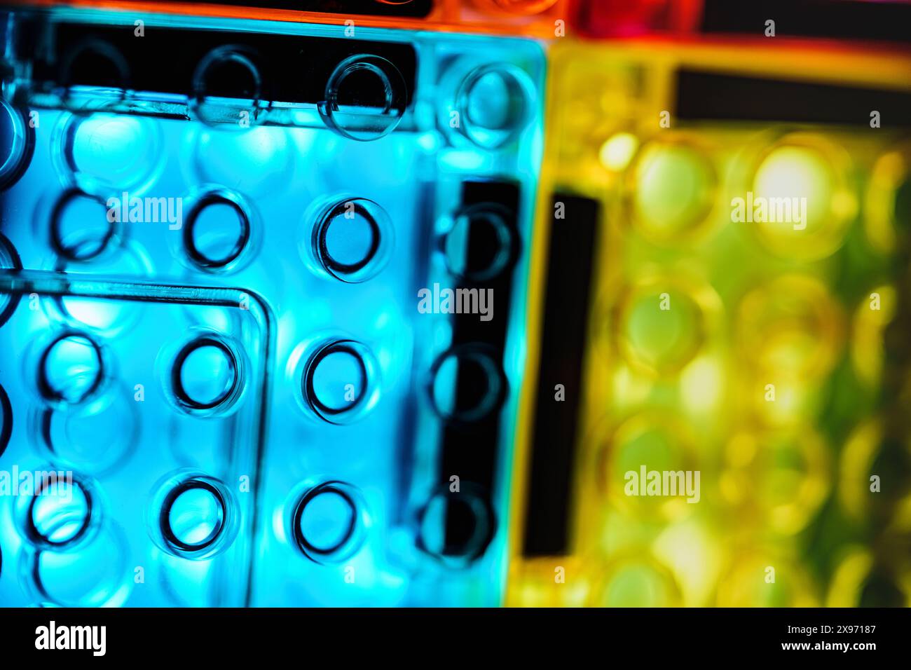 Colour block abstract yellow and blue background shiny translucent ...