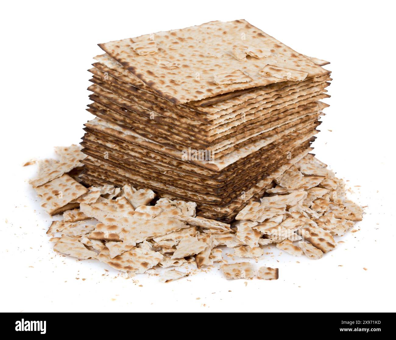 Pile of matzah and some broken matzo at the side - Traditional kosher ...