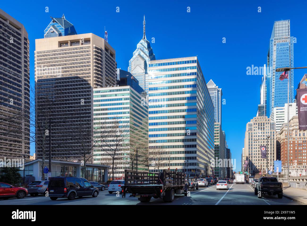 Traffic in Philadelphia downtown in Philadelphia, Pennsylvania Stock ...