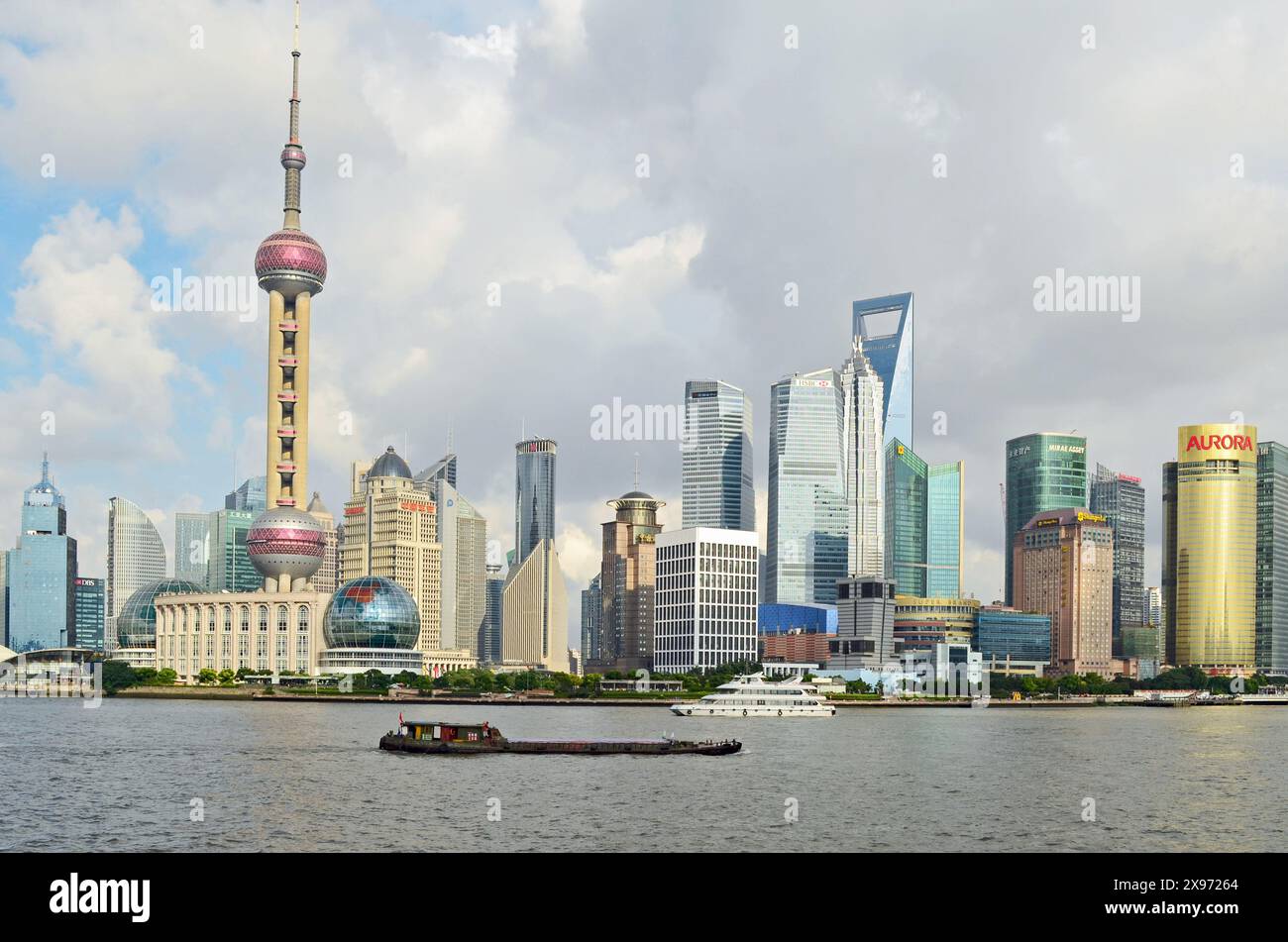 Pudong Skyline and Huangpu River viewed from the Bund, Shanghai, China ...