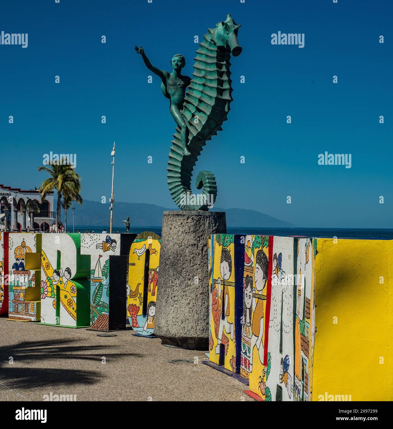 Boy On a Seahorse, Malecon, Puerto Vallarta Jalisco Stock Photo - Alamy