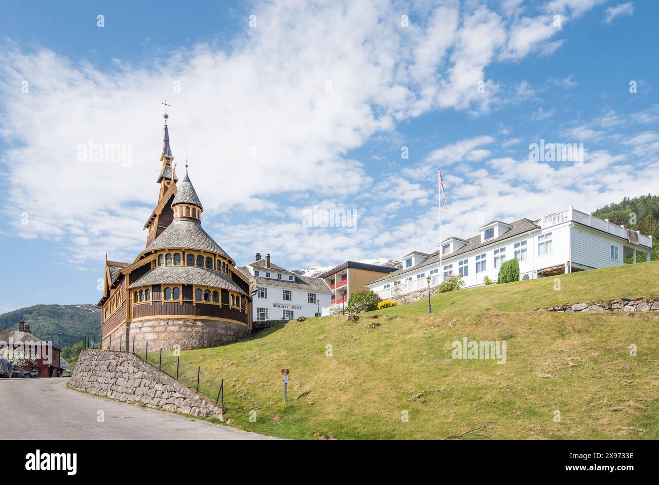 Sognefjord landmark,a wooden 'English' church,St Olaf's,Balestrand ...