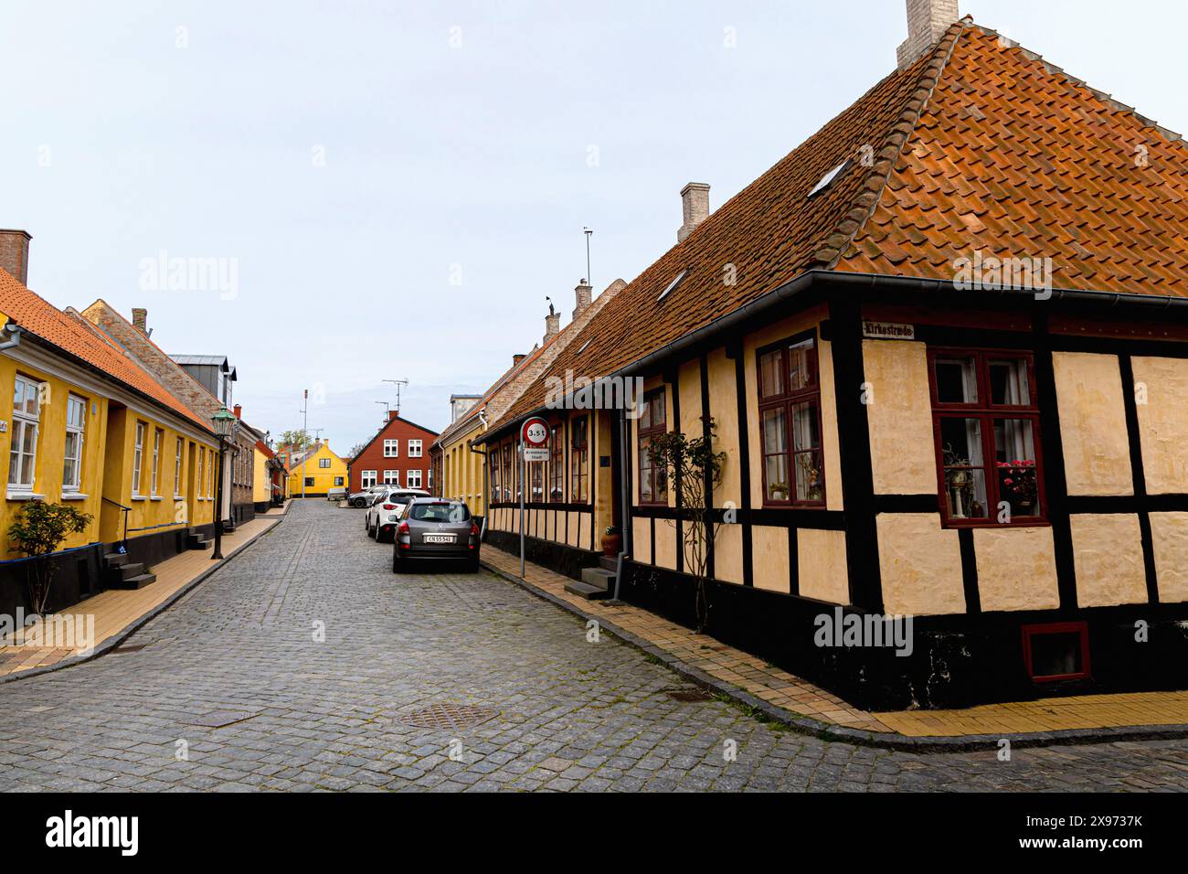 Ancient street of the city of Ronne, Bornholm Island, Denmark - May 28 ...