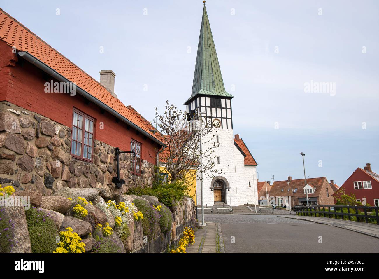 Ancient street of the city of Ronne, Bornholm Island, Denmark - May 28 ...