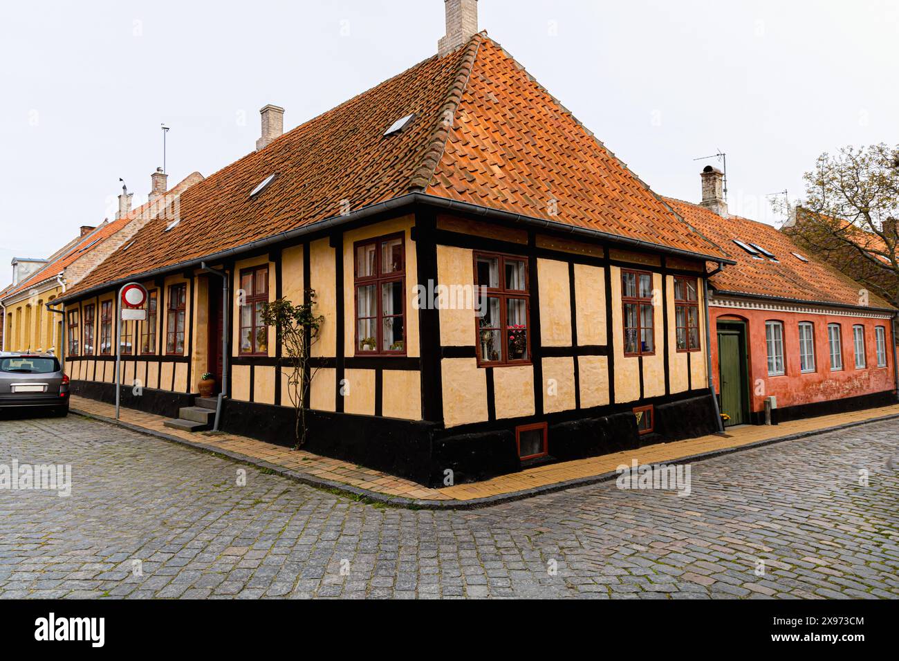 Ancient street of the city of Ronne, Bornholm Island, Denmark Stock ...