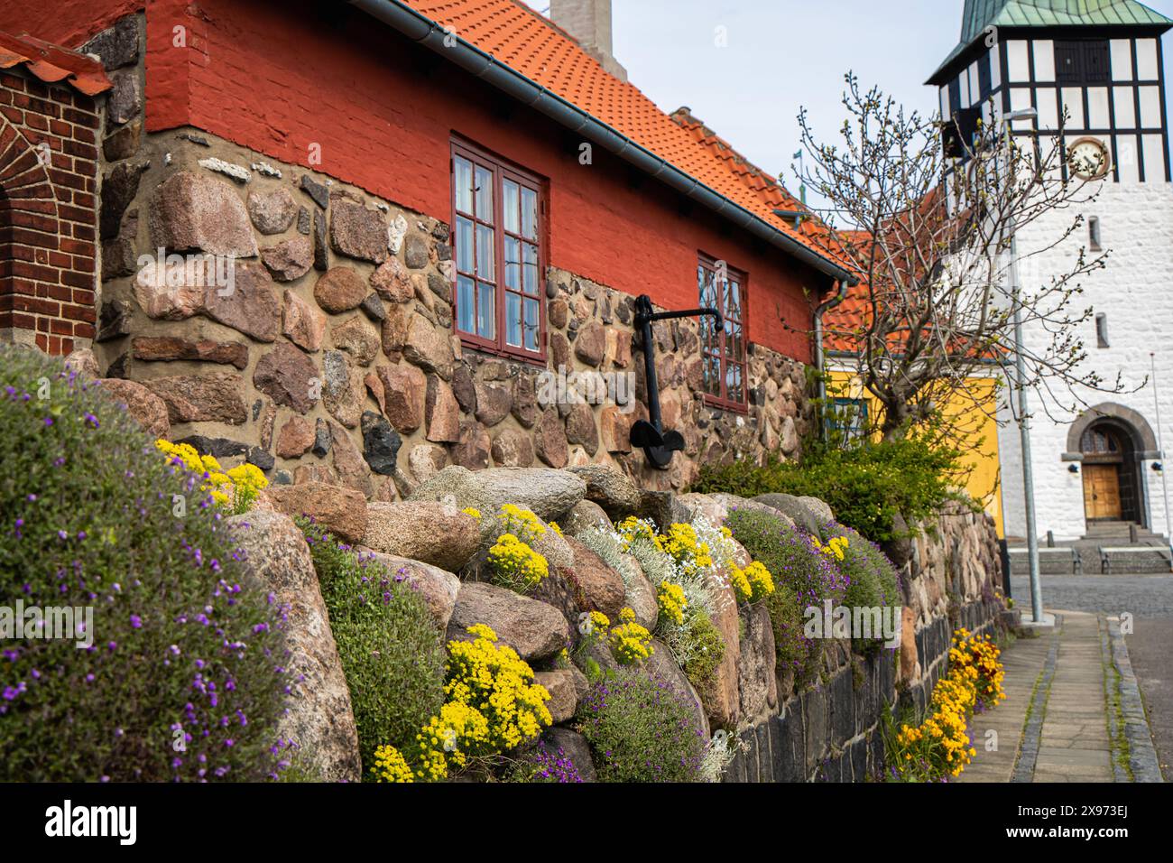 Ancient street of the city of Ronne, Bornholm Island, Denmark - May 28 ...