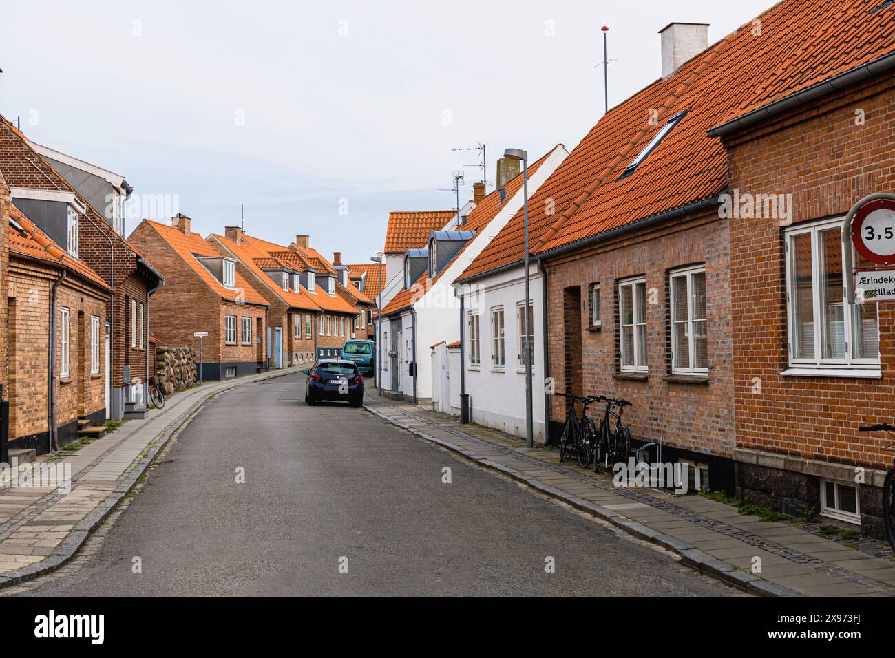 Ancient street of the city of Ronne, Bornholm Island, Denmark - May 28 ...