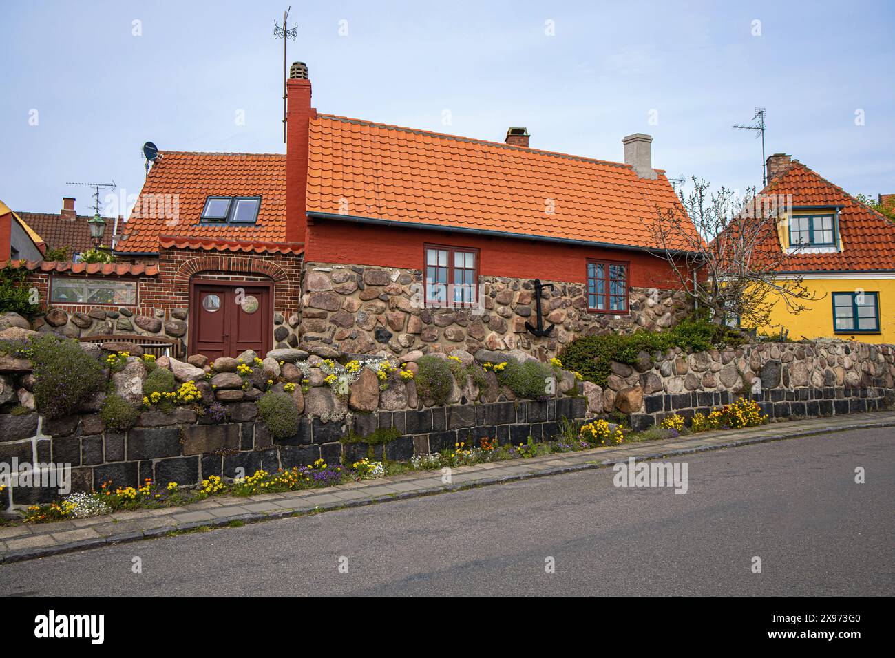 Ancient street of the city of Ronne, Bornholm Island, Denmark - May 28 ...