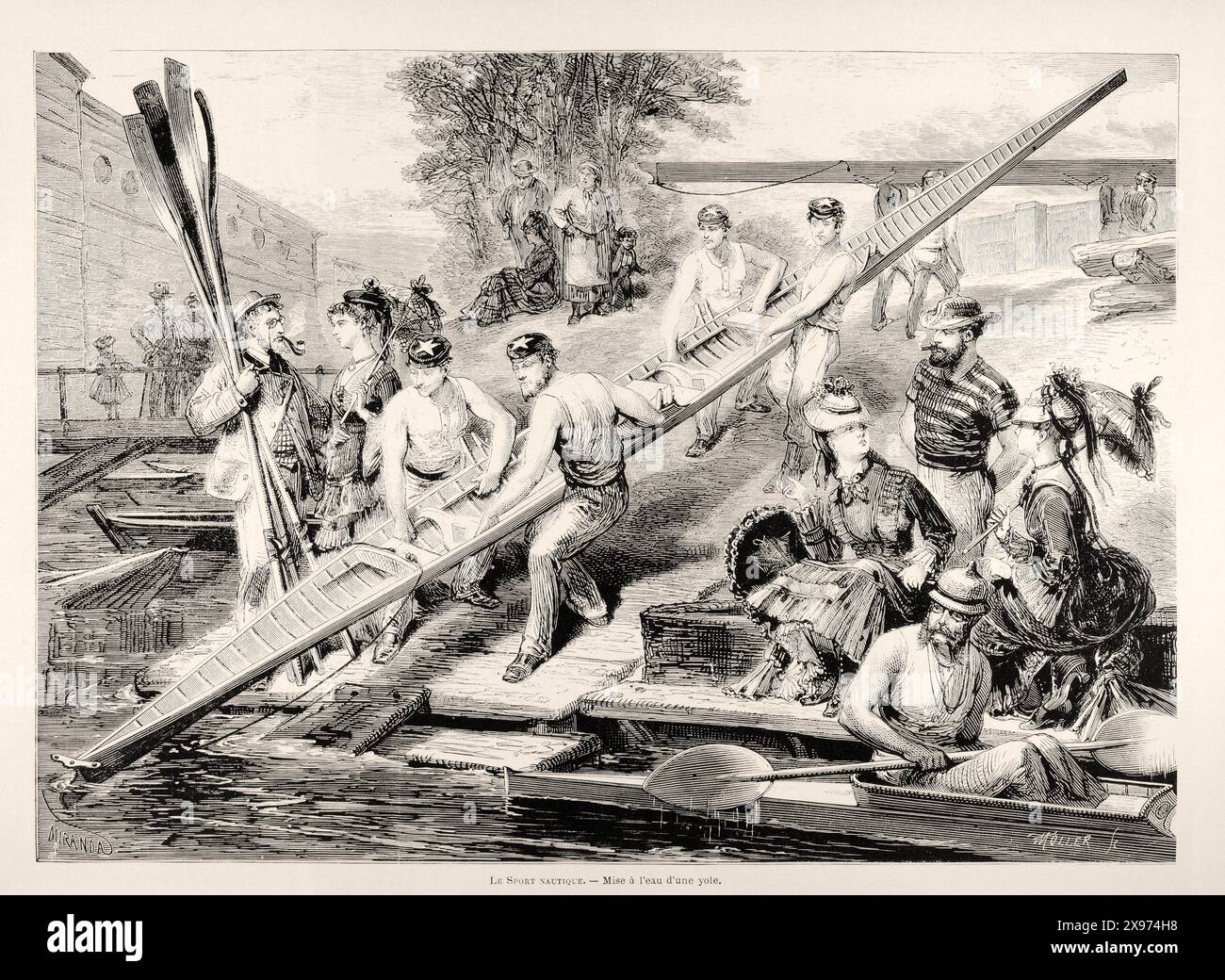 "Le Sport Nautique. — Mise à l'eau d'une yole." - Extract from "L ...