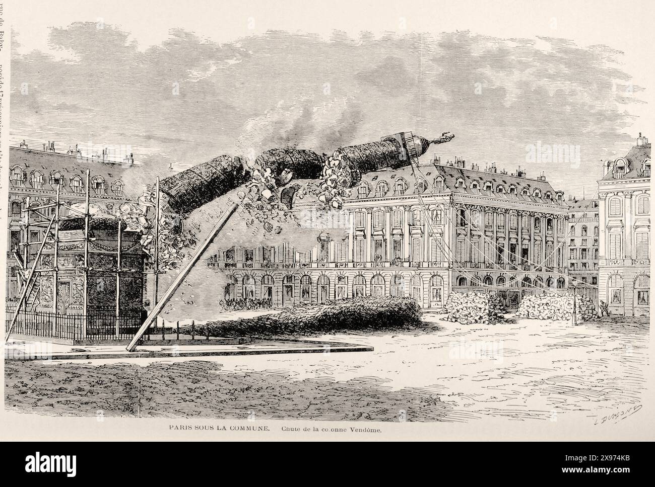 "PARIS SOUS LA COMMUNE. Chute de la colonne Vendôme." - Extract from "L ...