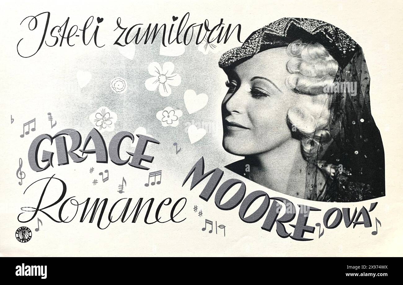 Czech Promotional Artwork for GRACE MOORE in two forthcoming films WHEN ...