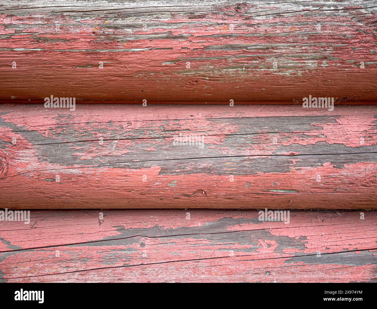 Background Image of Distressed Cabin Logs Painted Red and Weathered ...