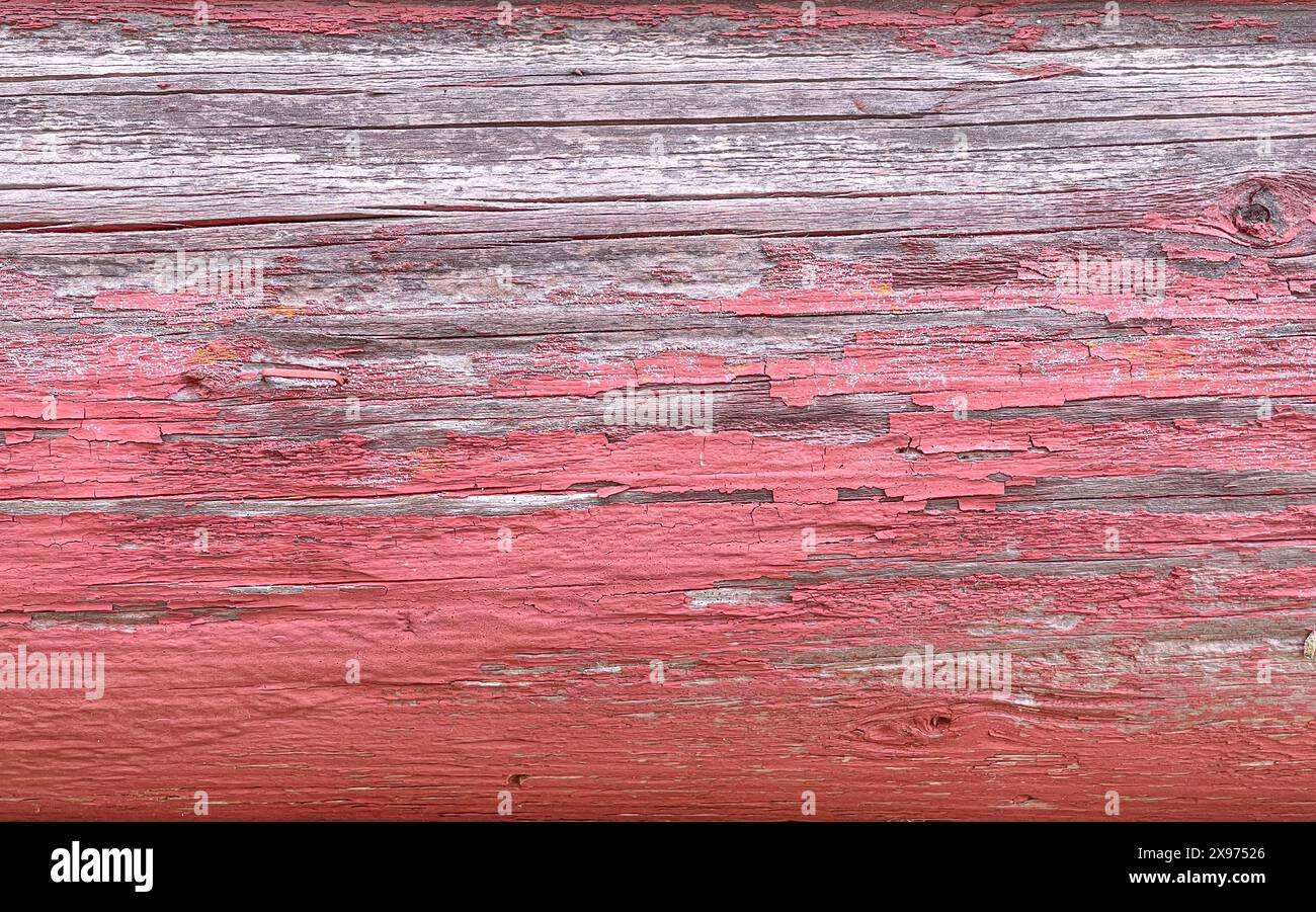 Background Image of Distressed Cabin Logs Painted Red and Weathered ...