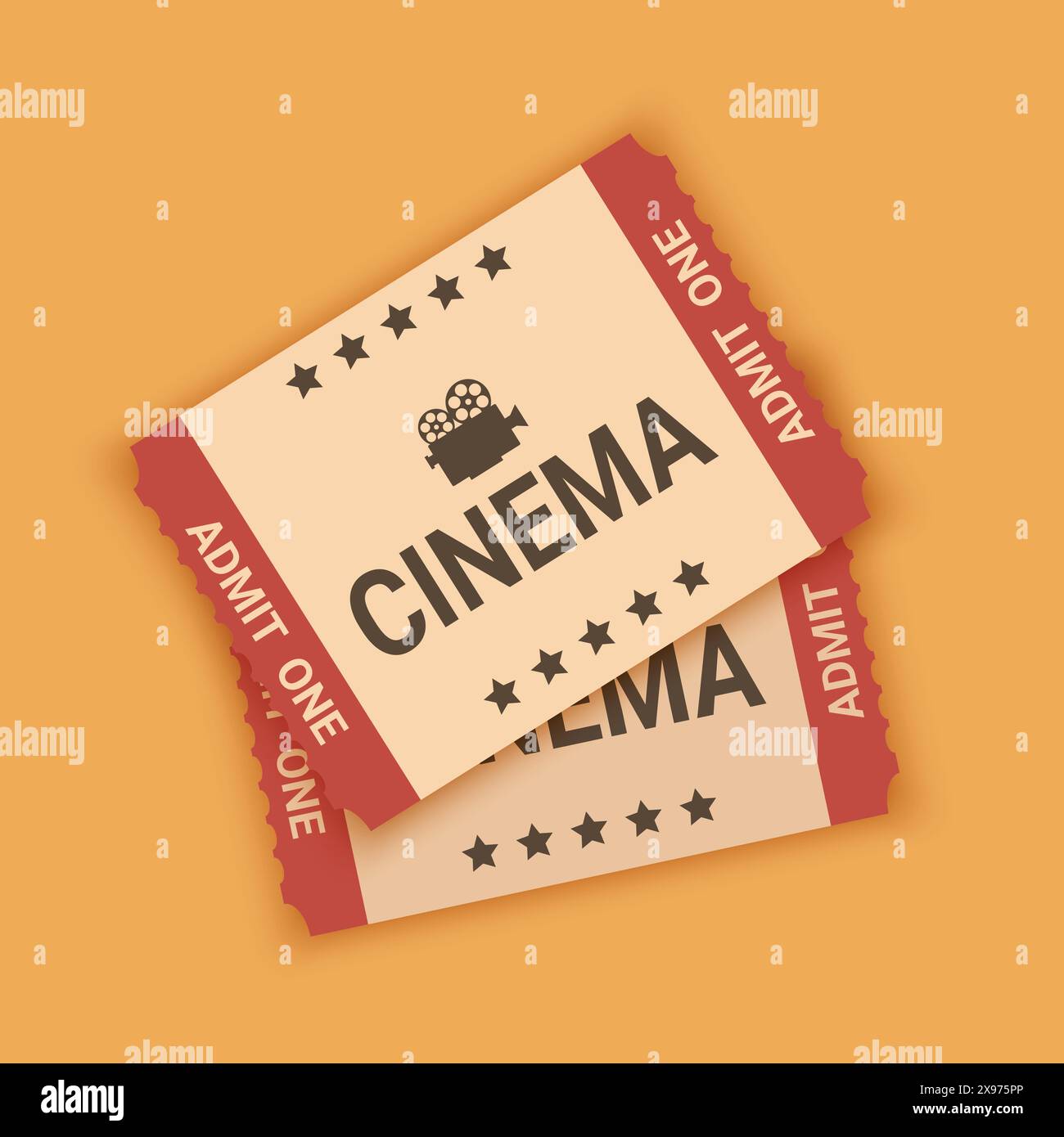 Retro vintage cinema tickets. Cinema tickets template. Vector illustration in flat style Stock ...