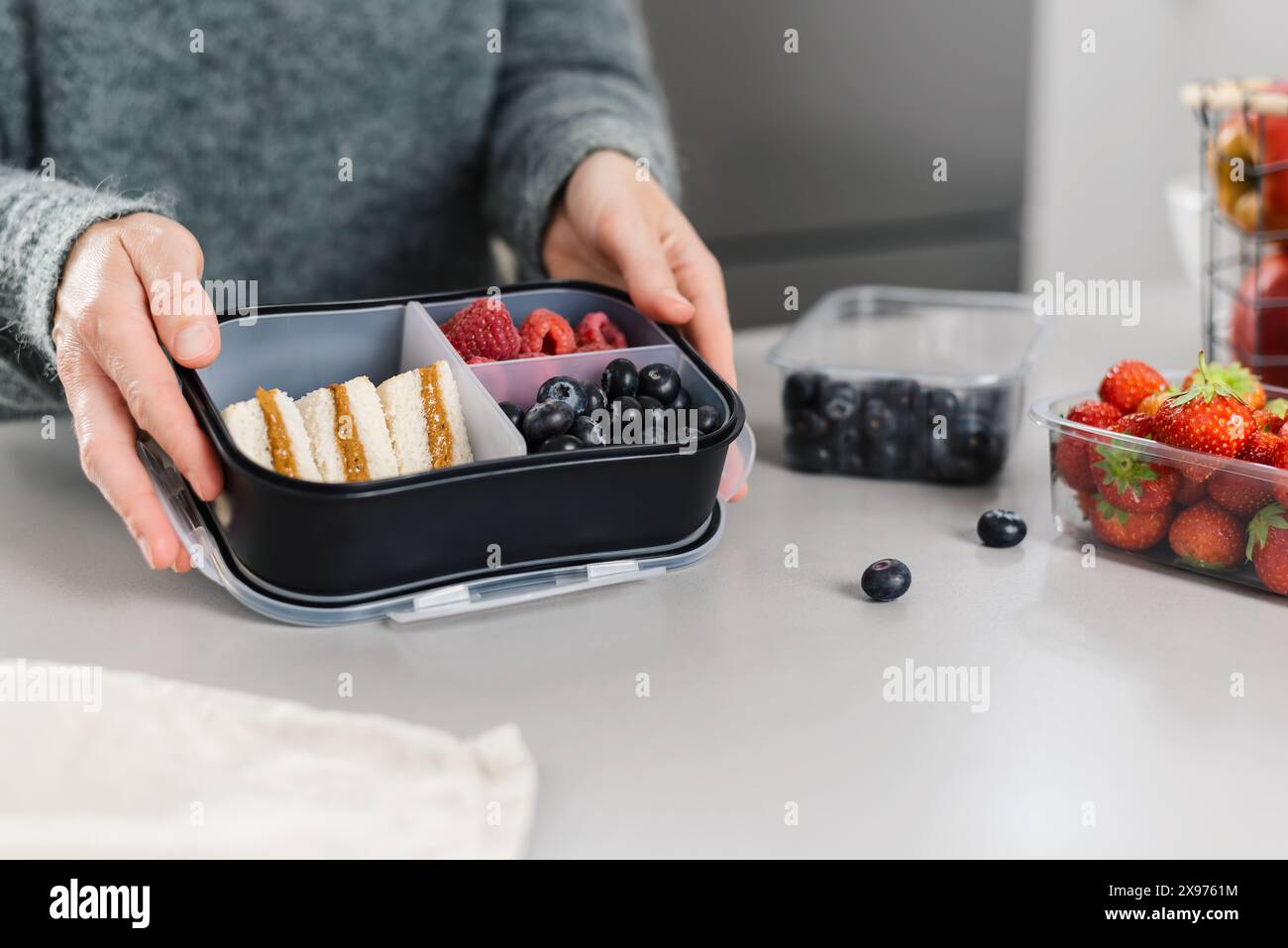 Child preparing school lunch hi-res stock photography and images - Alamy