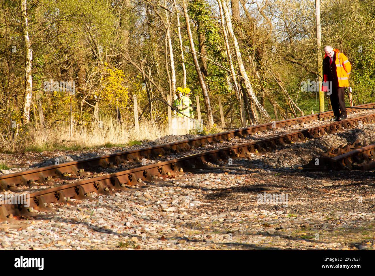 Lineside fire, firefighters in attendance, Creech Bottom, Swanage ...