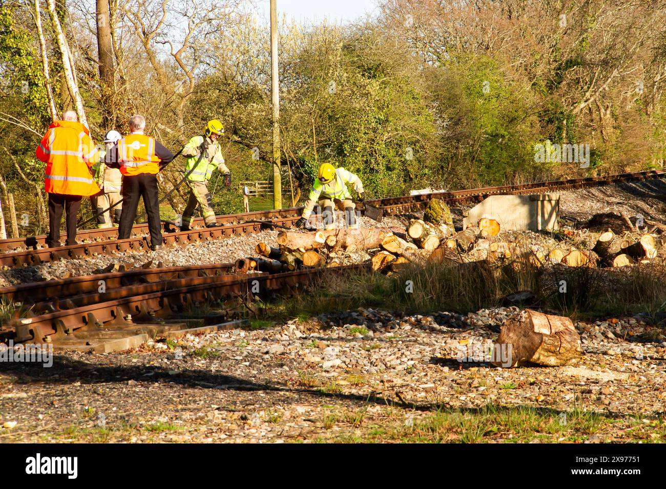 Lineside fire, firefighters in attendance, Creech Bottom, Swanage ...
