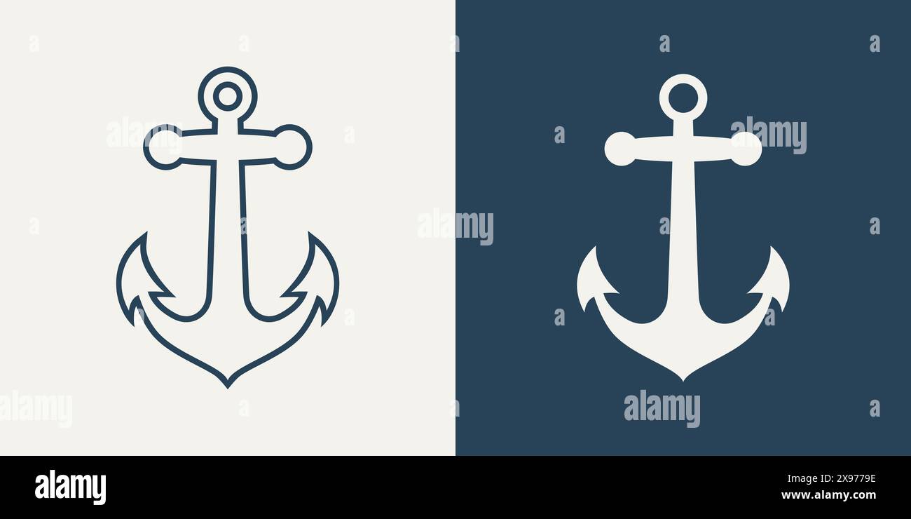 Vector Anchors. Anchor Silhouette Icon Set. Anchor with Outline. Anchor ...
