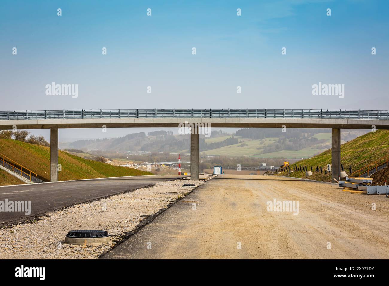 Construction of a new highway or motorway in Slovakia, Europe Stock ...