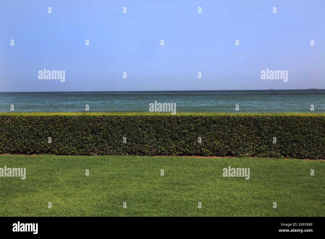The Gulf of Oman viewed over the Hedge from The Chedi Hotel Garden ...