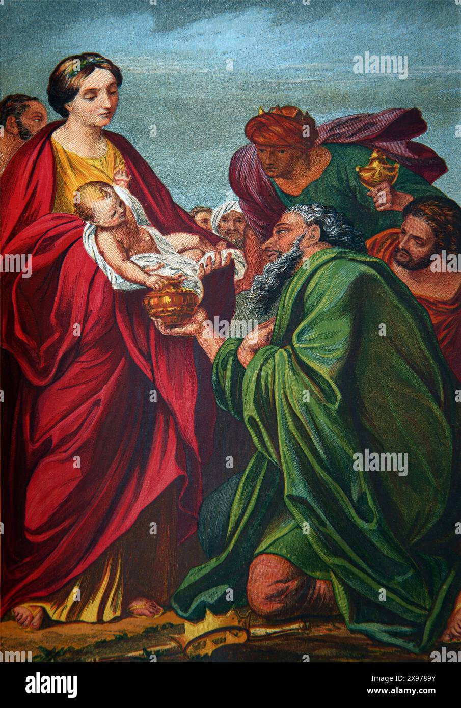 Illustration of the Adoration of the Magi by Carlo Maratta from 19th ...