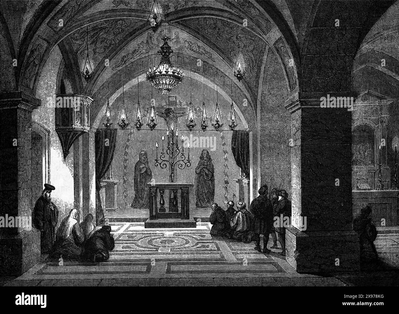 Wood Engraving of the Traditional Site of Golgotha said to be the Site ...