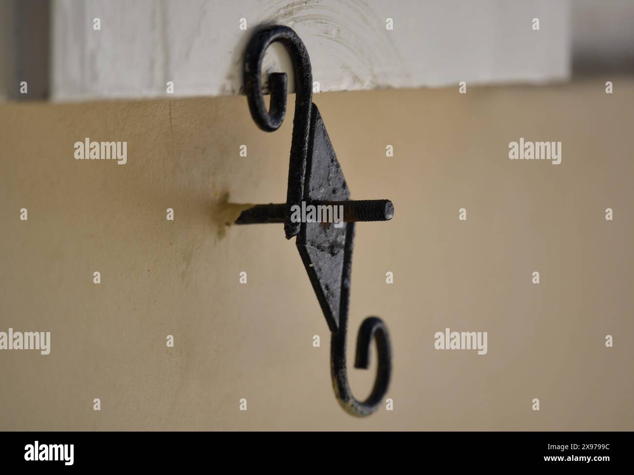 Antique iron shutter dog in Nafplio, Peloponnese Greece Stock Photo - Alamy