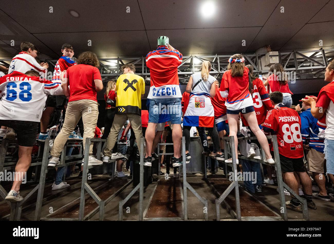 Czech fans celebrate victory after the 2024 IIHF World Championship ...