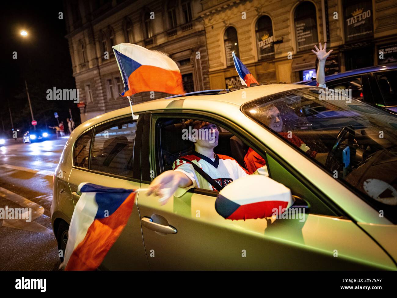Czech fans celebrate victory after the 2024 IIHF World Championship ...