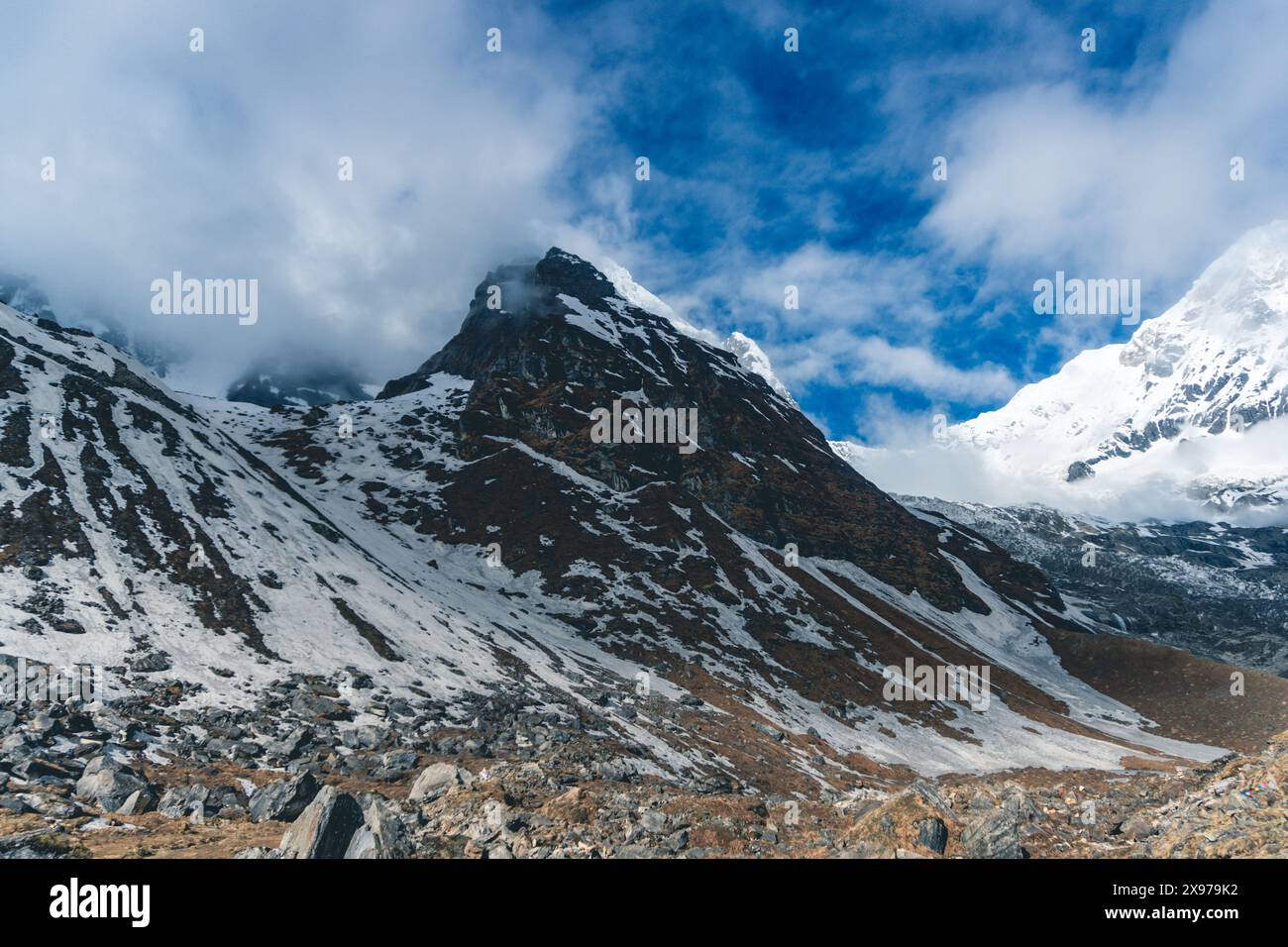 snow covered mountain peaks, Mountain in nepal, mount everest country ...