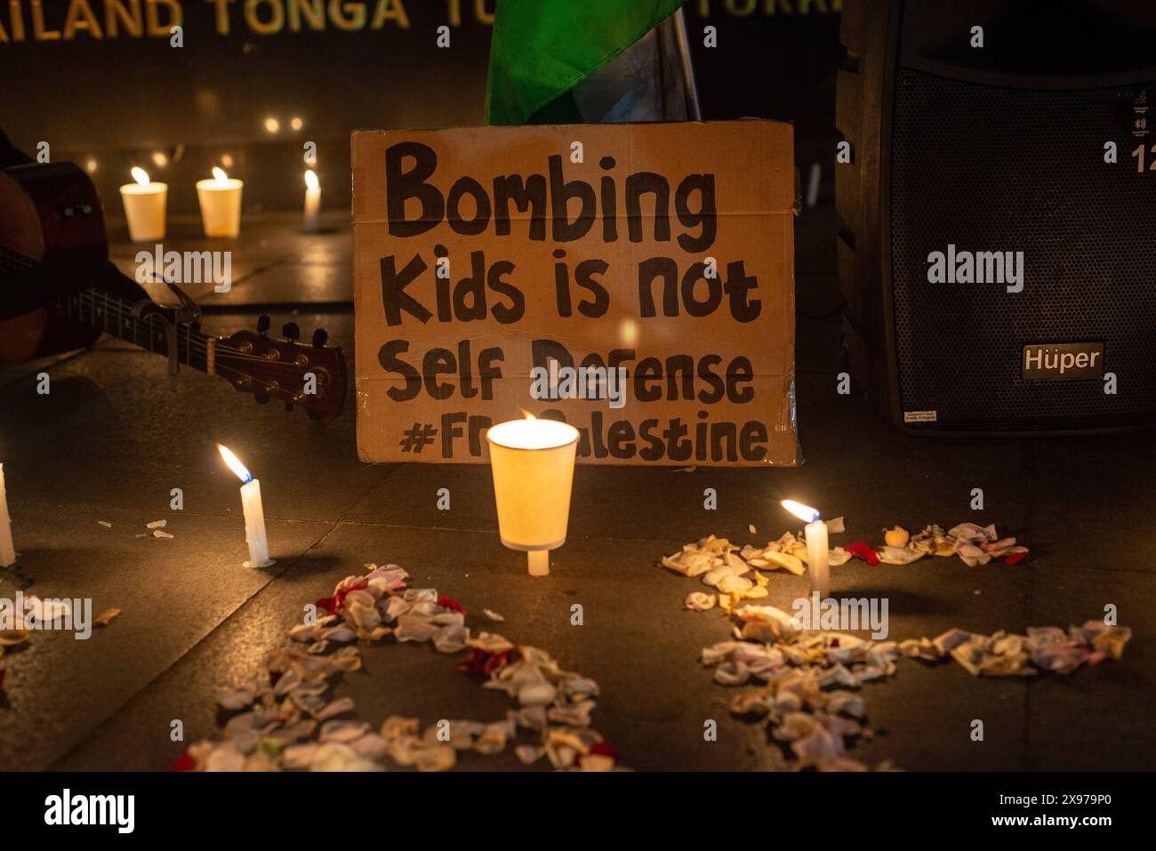 INTERNATIONAL MOURNING DAY FOR PALESTINE A poster reads condemnation of ...