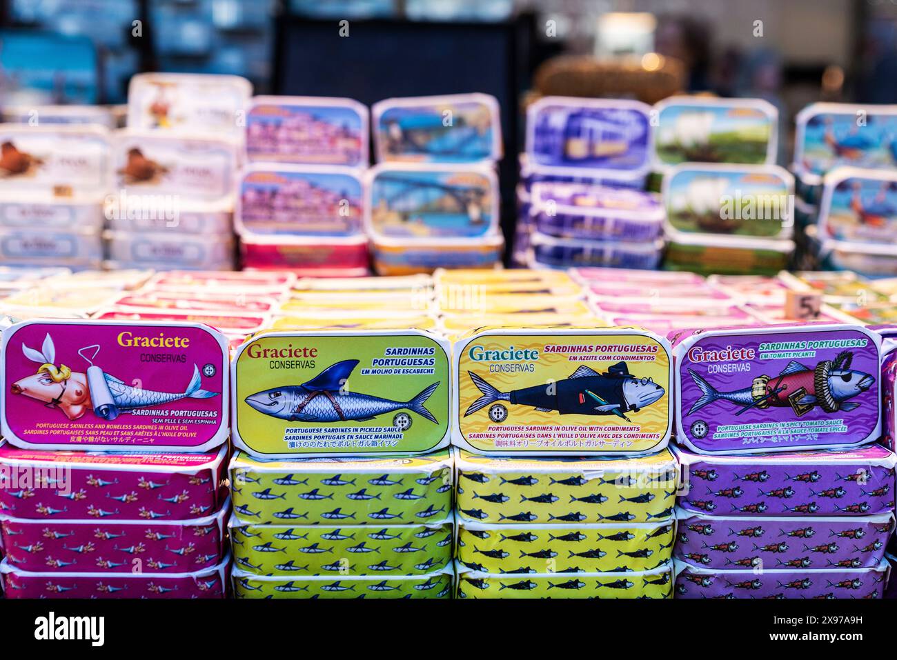 Oporto, Portugal - November 23, 2023: Cans of preserves of sardines in ...