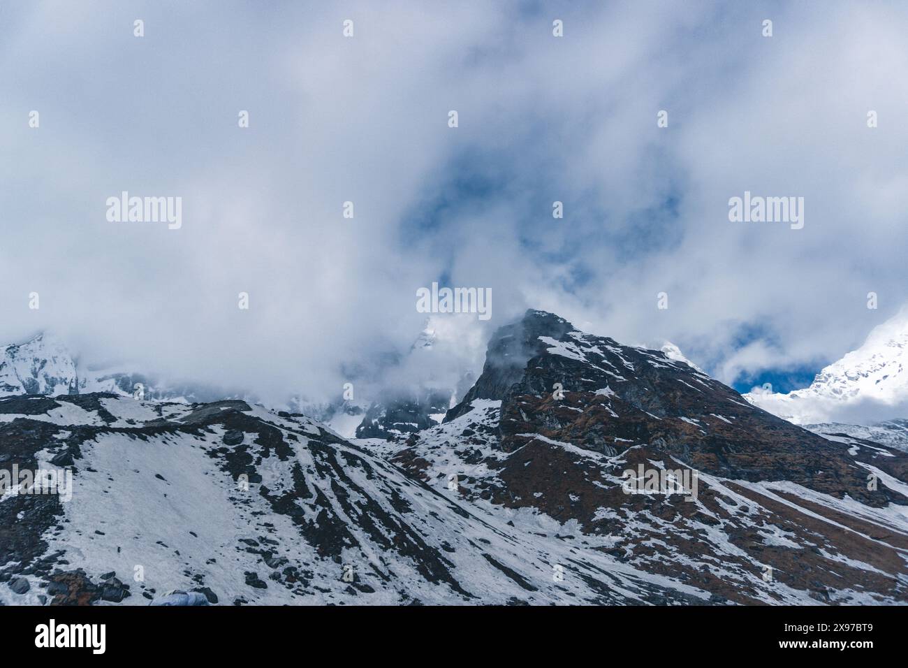 snow covered mountain peaks, Mountain in nepal, mount everest country ...