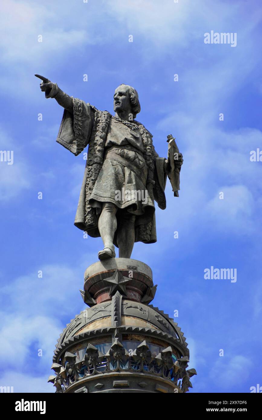 Monument a Colom, Columbus Column, Barcelona, Catalonia, Spain, Europe ...