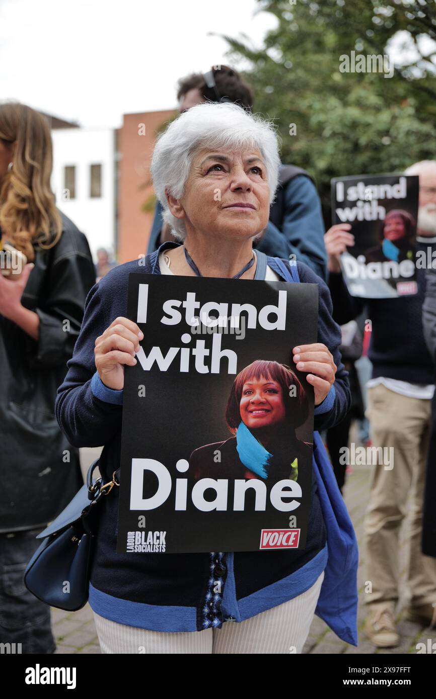 London / UK. 29 May 2024. Diane Abbott gives a speech to local Hackney ...