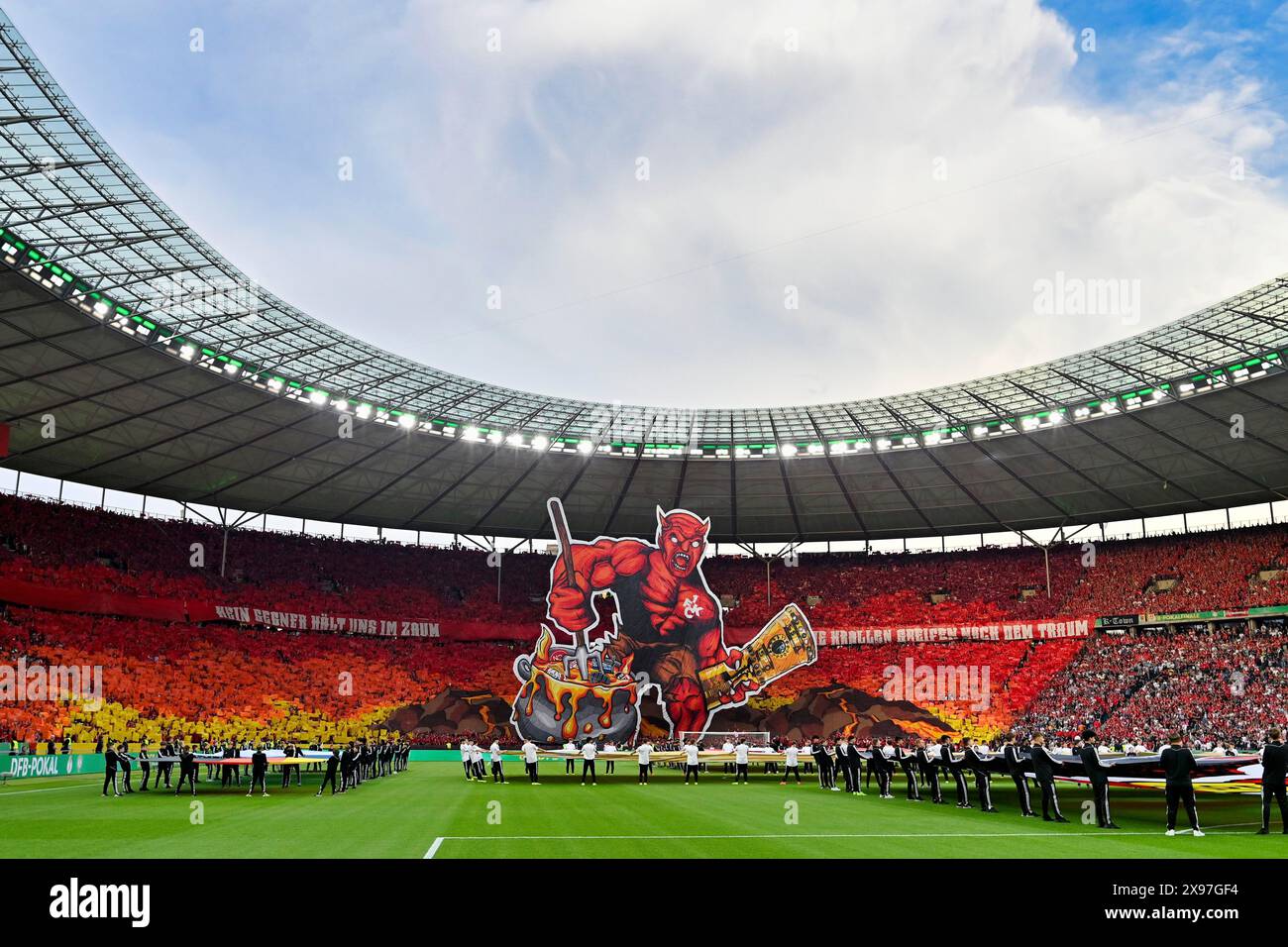 Red Devil with cup, choreo, choreography, fan action fan block, fans ...