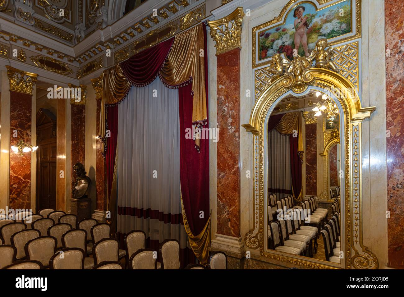 Lviv, Ukraine - May 12, 2024: Interior of Lviv National Opera. Mirror ...