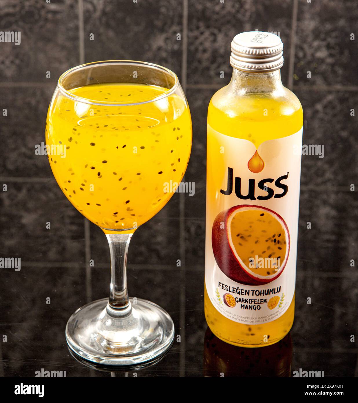 Istanbul, Turkey 27 February 2023 ; Juss Fruit Juice, Passion Flower ...