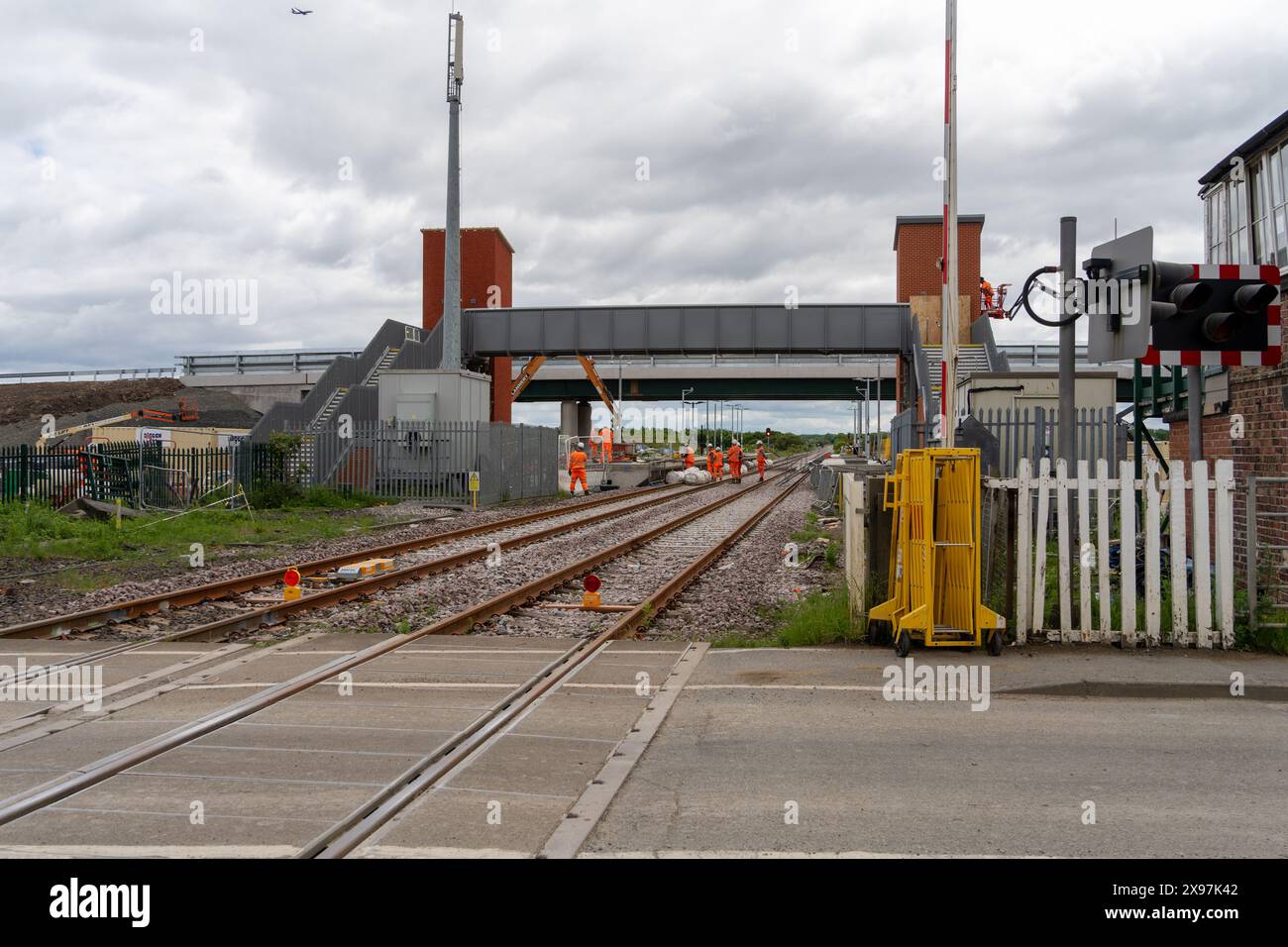 Blyth, Northumberland, UK. Construction work at Newsham Station, on the ...