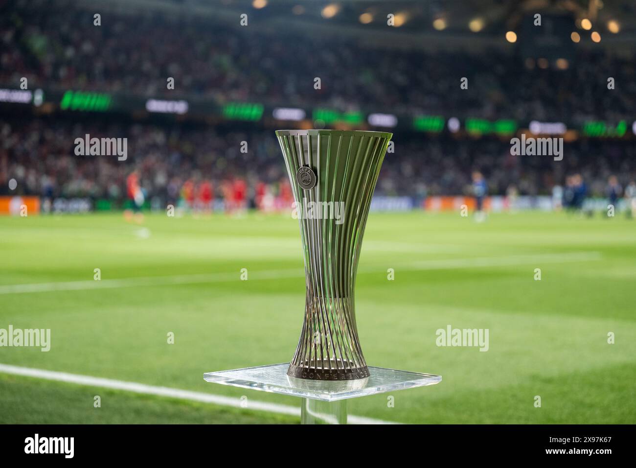 Athens, Greece. 29th May, 2024. The trophy seen at the stadium before ...