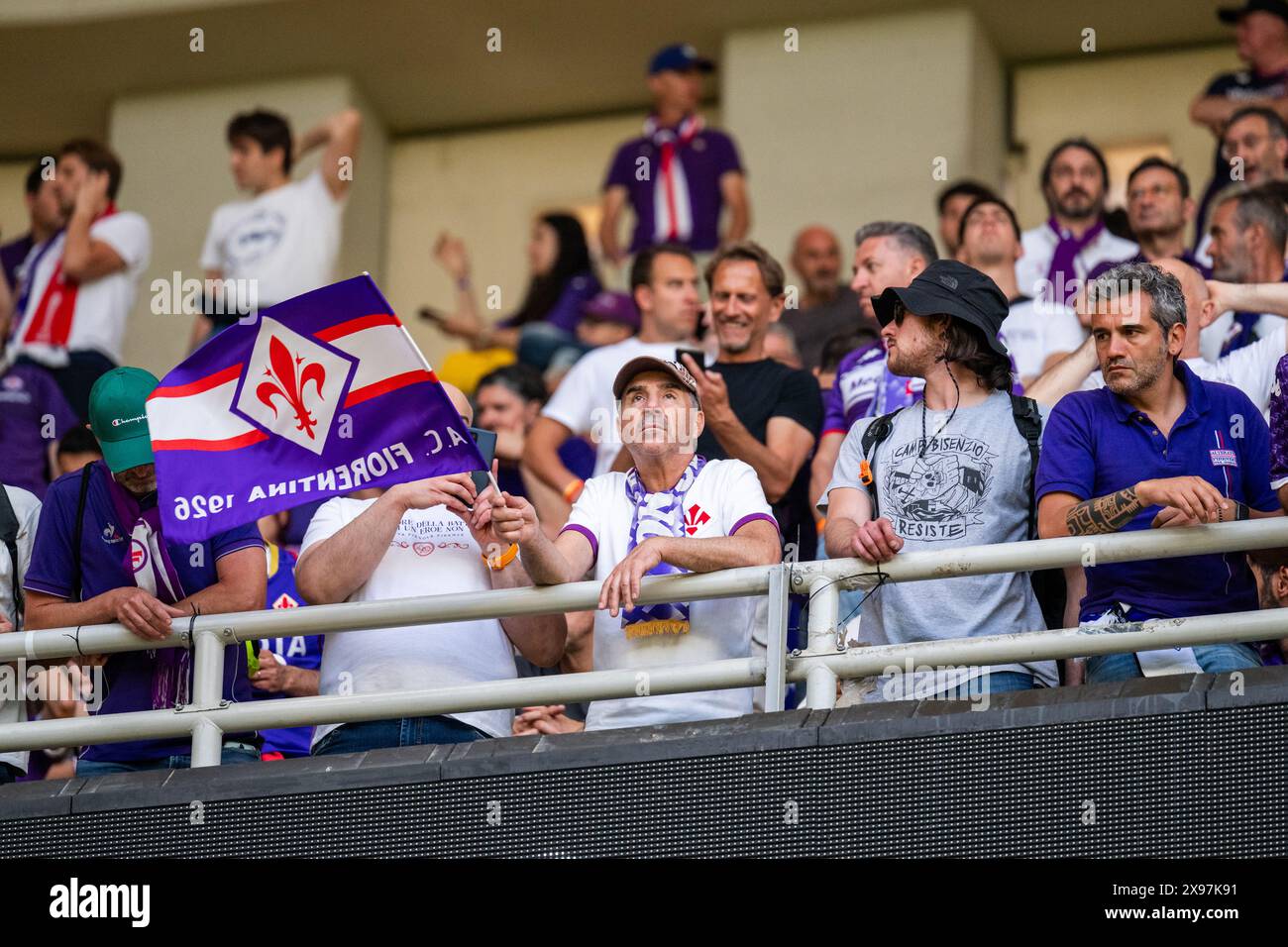 Athens, Greece. 29th May, 2024. Football fans of Fiorentina seen on the ...