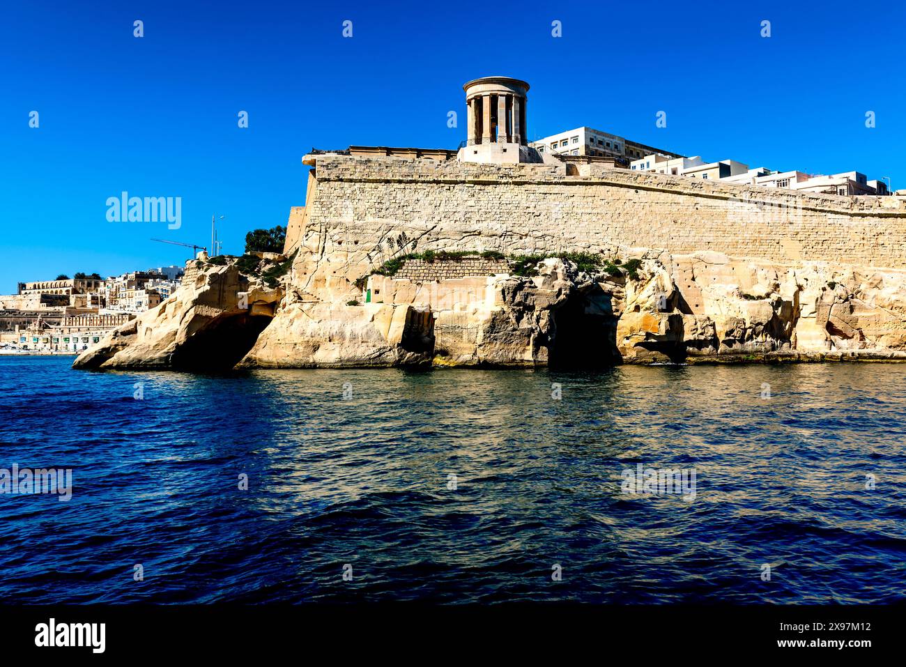 Valetta, Malta, a View of a military fort building which rising above ...