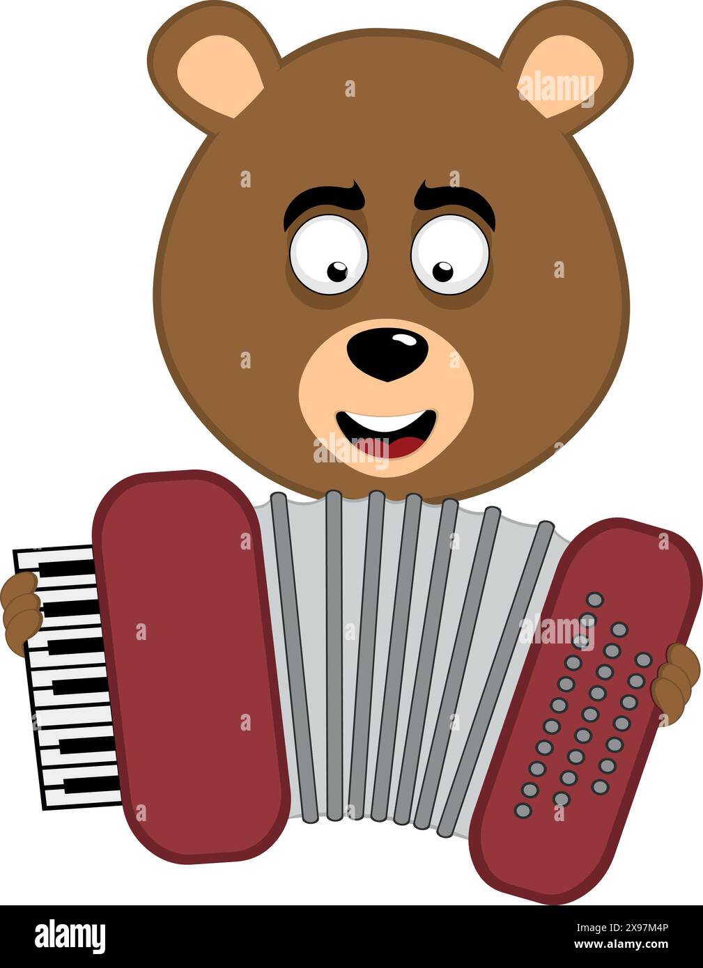 vector illustration face brown bear grizzly cartoon, playing musical ...