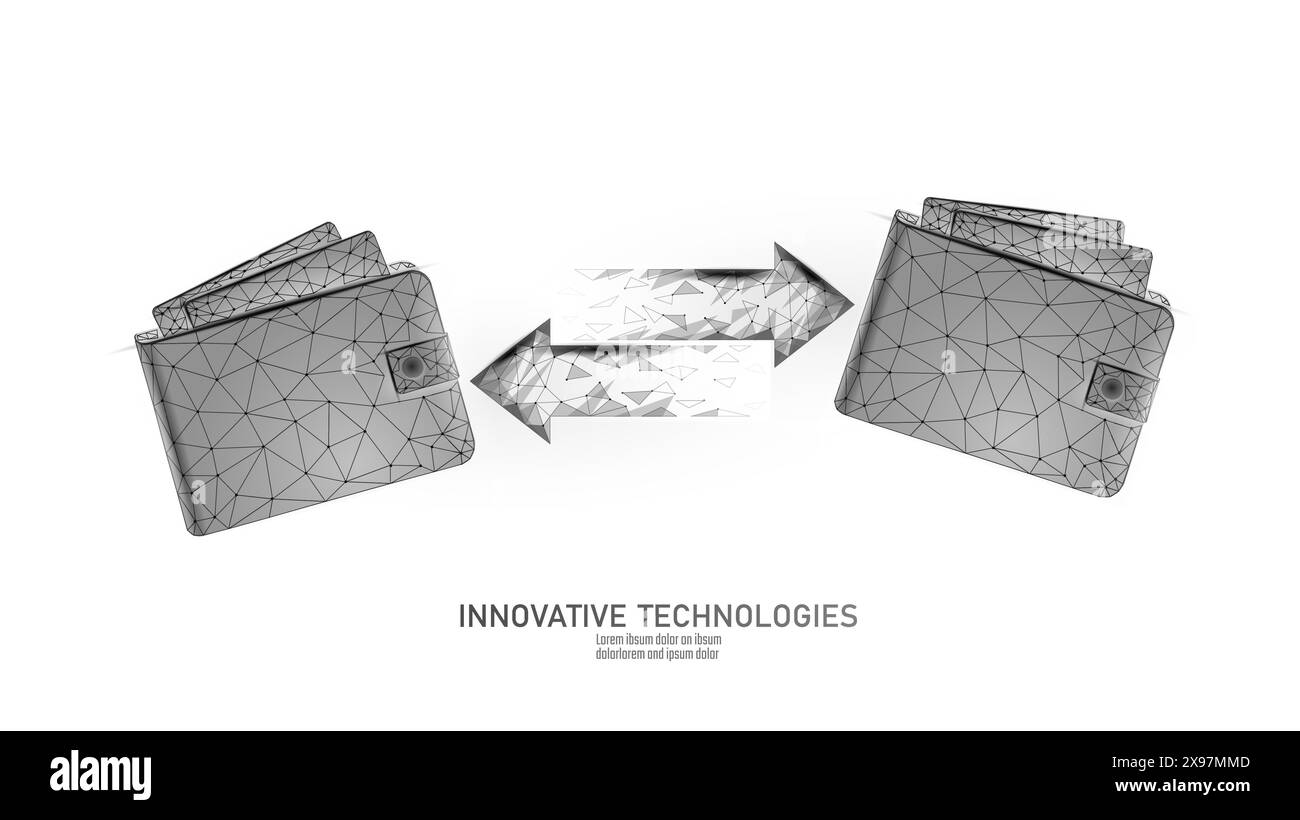 Low poly Online technology wallet. Future e-commerce digital ...